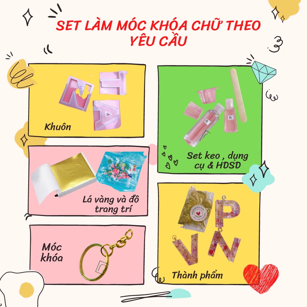 Set resin tự làm móc khóa cực đơn giản | Shopee Việt Nam