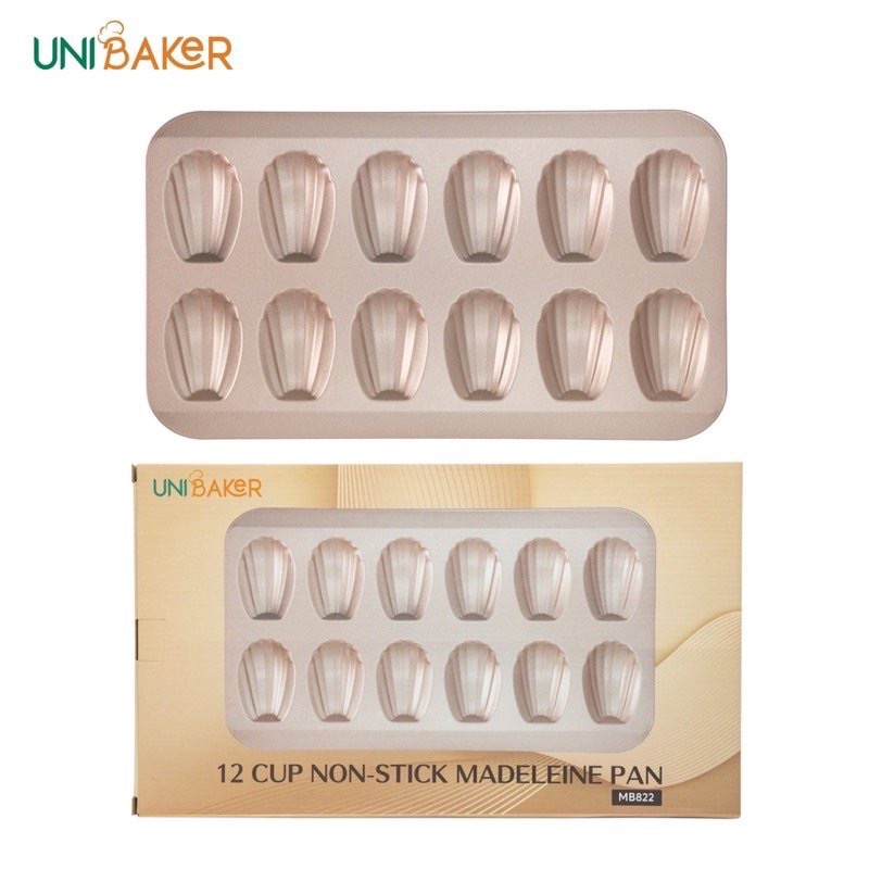 Khuôn nướng bánh sò madeleine 12 ô chống dính Unibaker | Shopee Việt Nam