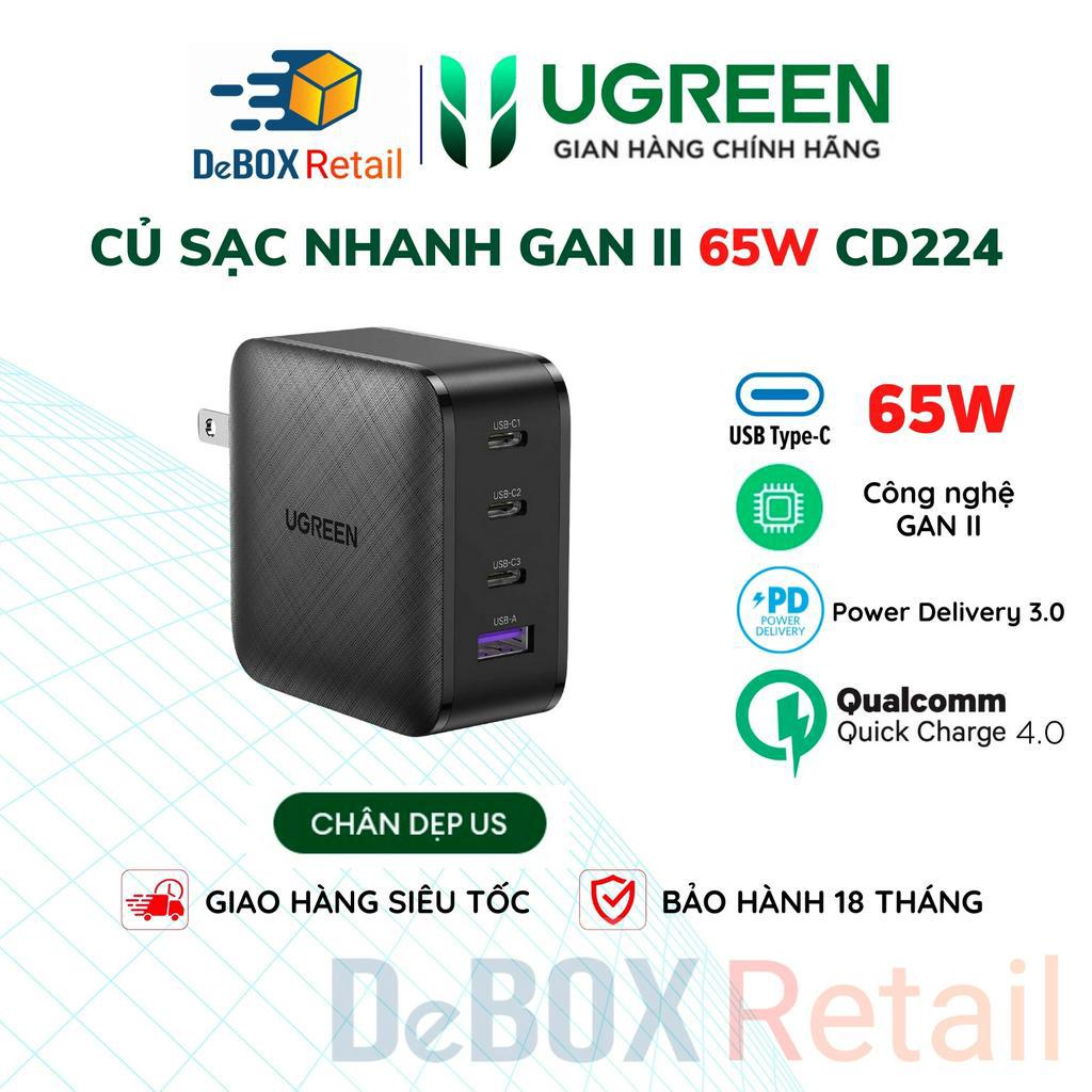 Củ sạc siêu nhanh cho máy tính/ điện thoại UGREEN 65W/100W CD224/ CD226 Nexode|GaN| 4 cổng Sạc ...