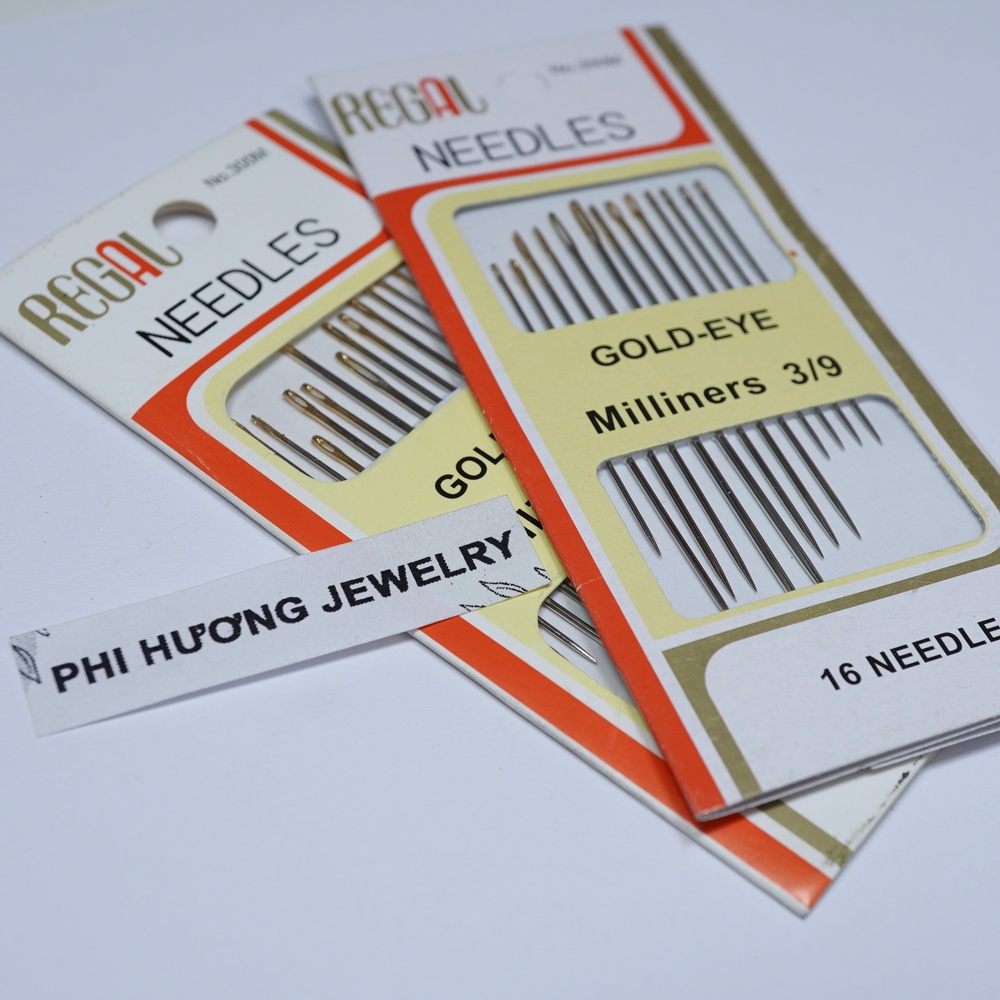 Vỉ 16 cây kim thêu may tay đủ size, kim thêu mắt vàng | Shopee Việt Nam