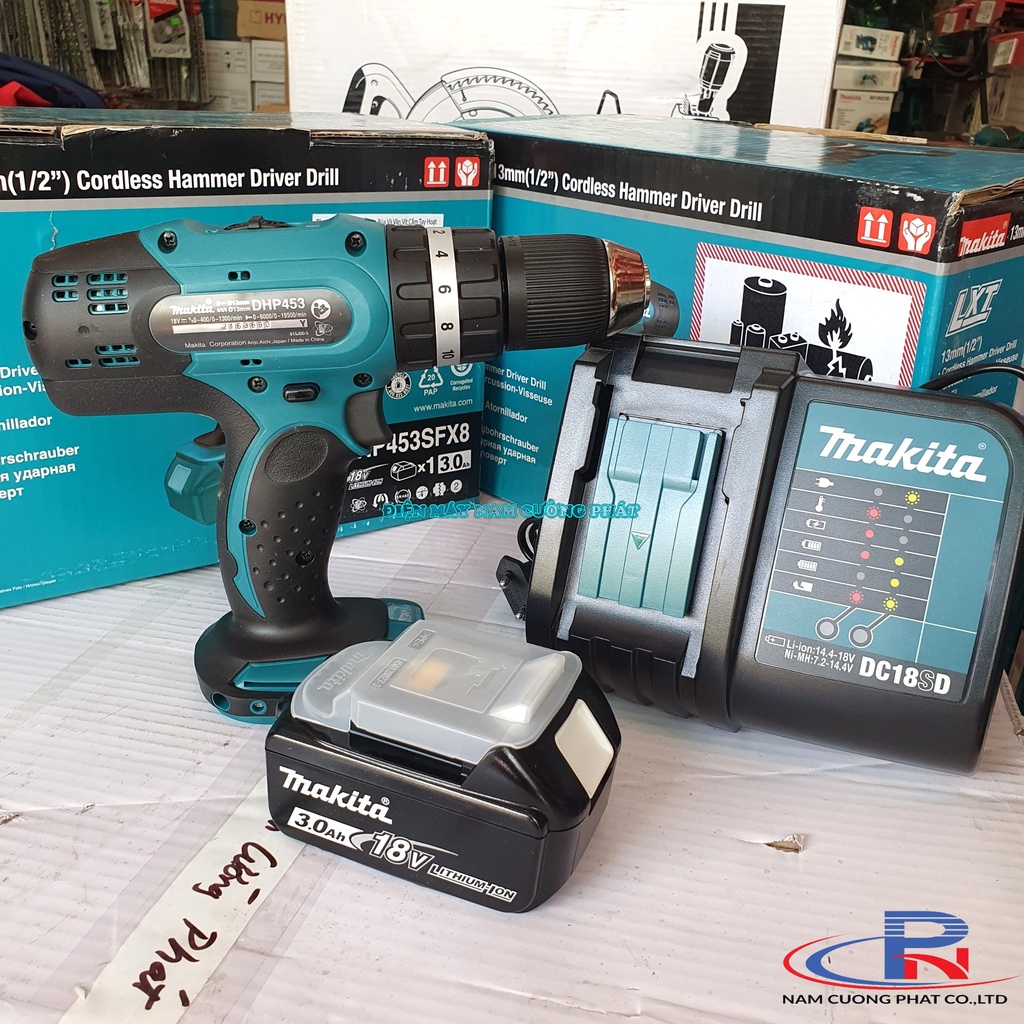 Máy khoan búa, vặn vít dùng pin 18v Makita DHP453 | Shopee Việt Nam