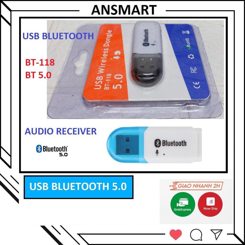 USB Bluetooth 5.0 DONGLE BT-118 loại 1 không nhiễu - dùng cho loa ...
