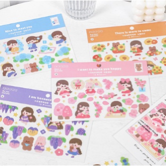 Bộ 2 tấm sticker cô gái dễ thương hình dán PET chống nước | BSB299 ...
