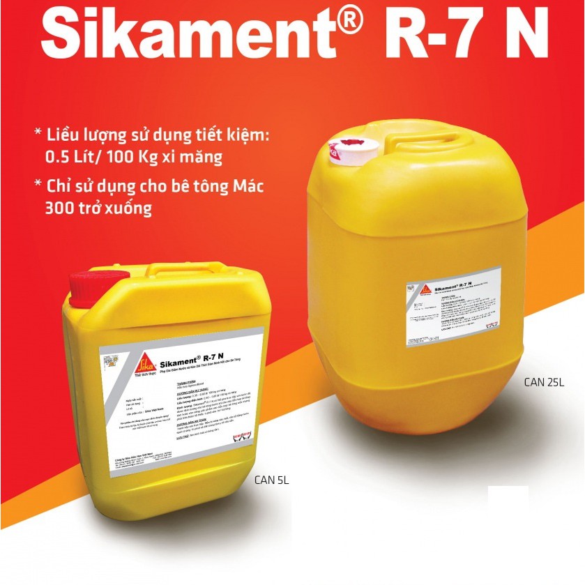 Sikament R7N - Phụ gia siêu dẻo Tăng cường độ và độ sụt cho bê tông - Phụ gia giảm nước đóng rắn ...