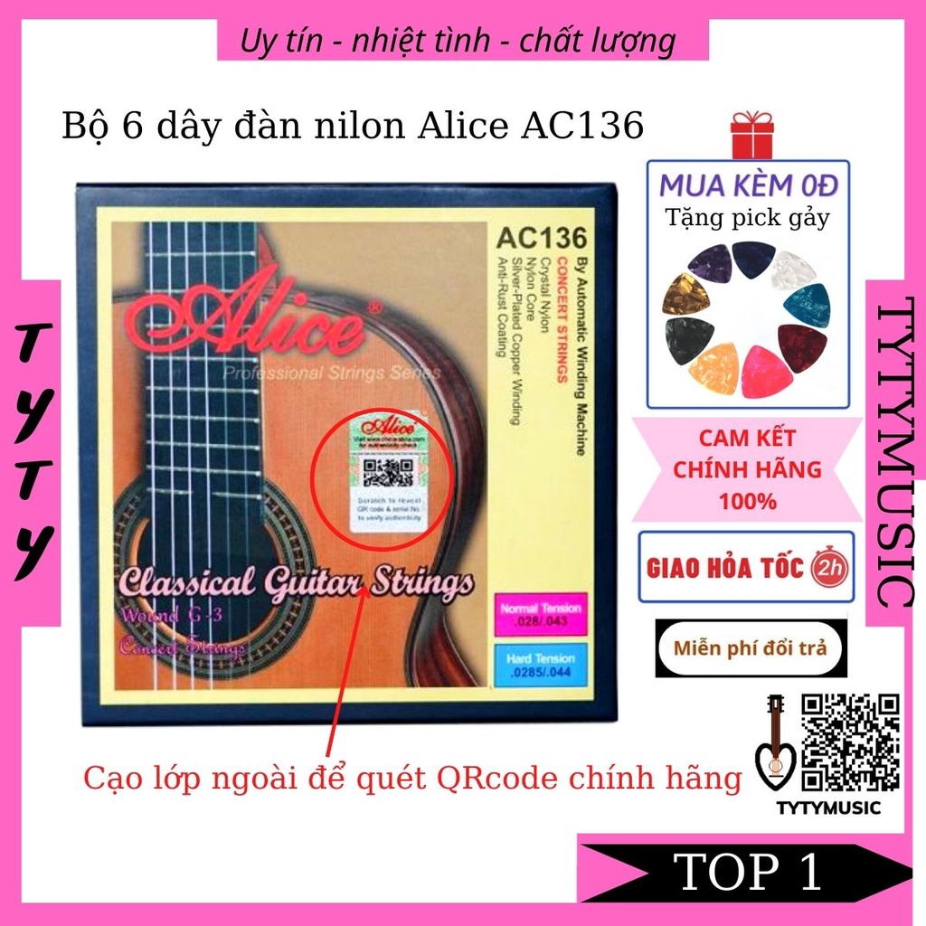 Dây đàn guitar CLASSIC Alice AC136 cao cấp chính hãng [dây nilon] TYTYmusic | Shopee Việt Nam