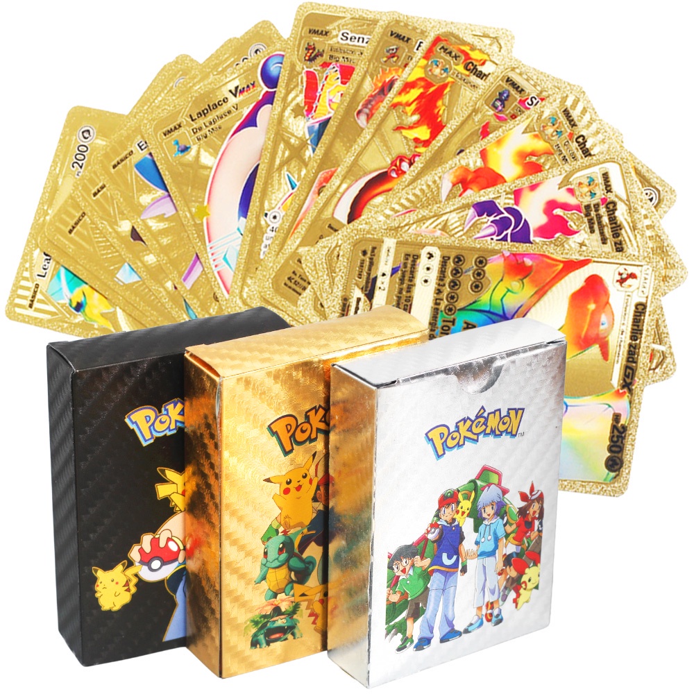 Bộ 55 Thẻ Bài Pokemon Kim Loại Màu Vàng Kim Vmax GX | Shopee Việt Nam