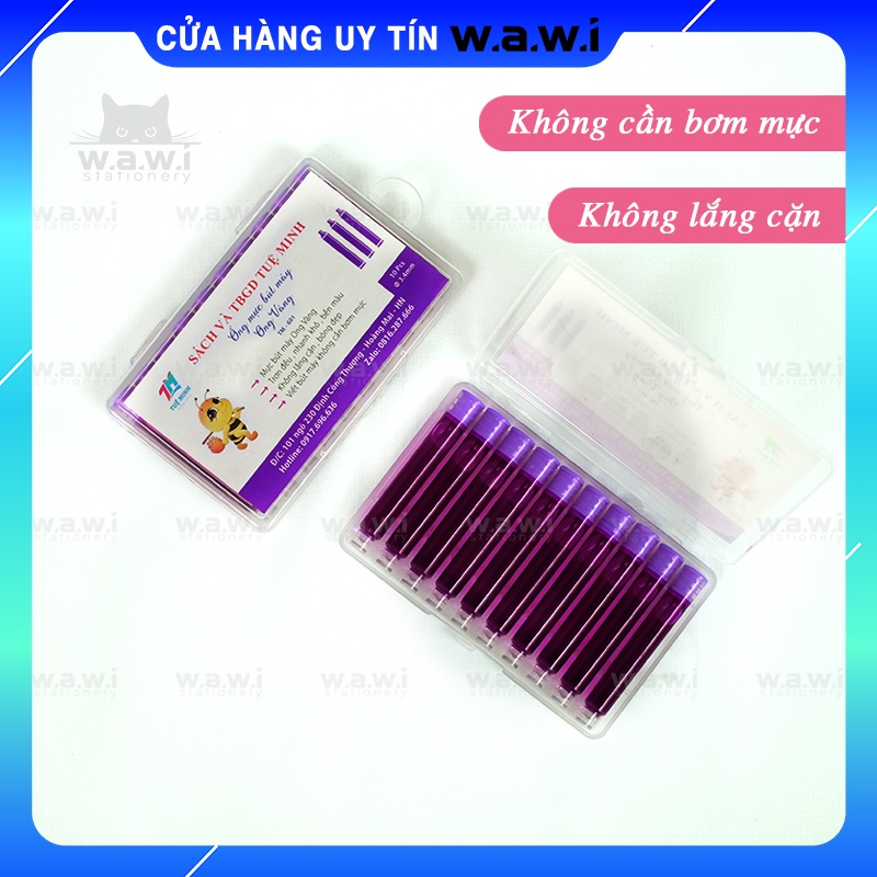 [WAWI] Hộp 10 ống mực màu Tím tiện lợi dành cho bút máy cho học sinh ...