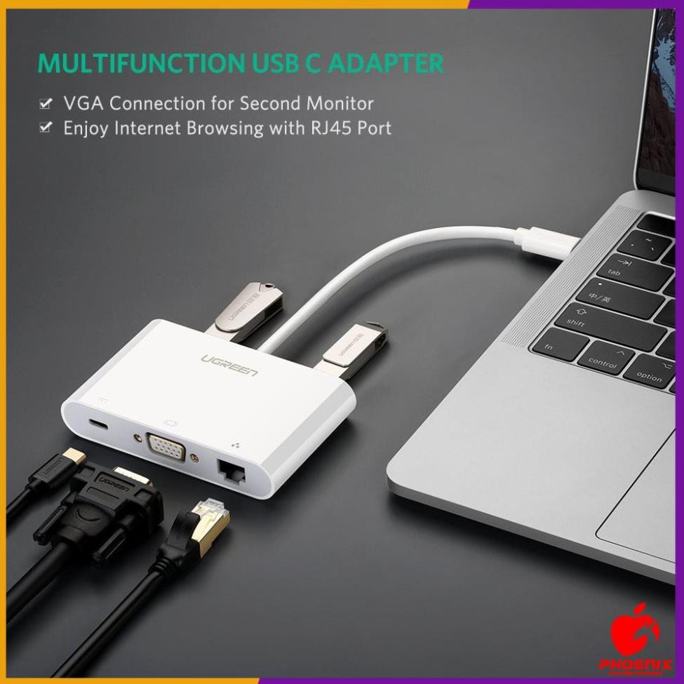Cáp USB-C to VGA + LAN + 2 USB/USB-C chính hãng Ugreen 30439 | Shopee ...