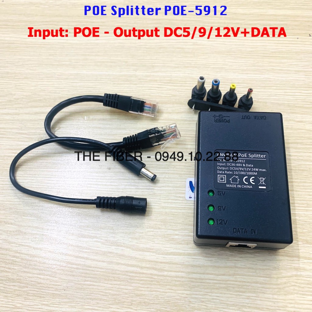 Bộ tách tín hiệu DATA và nguồn DC 5V/9V/12V từ POE - POE Splitter ...
