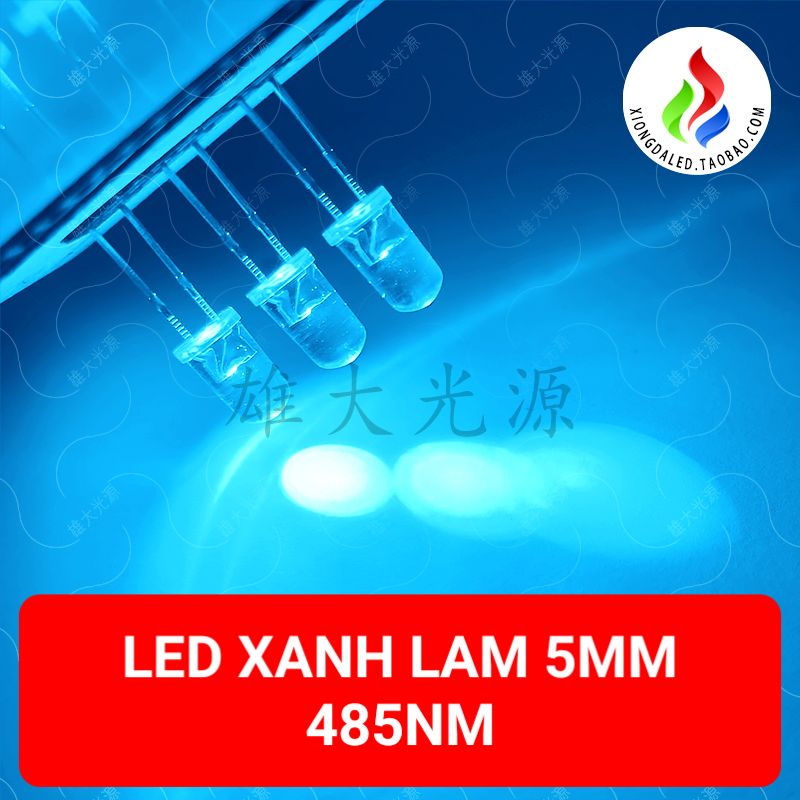 Đèn led đơn 5mm màu XANH LAM 480nm chuyên dụng cho đèn nháy mực, đèn ...