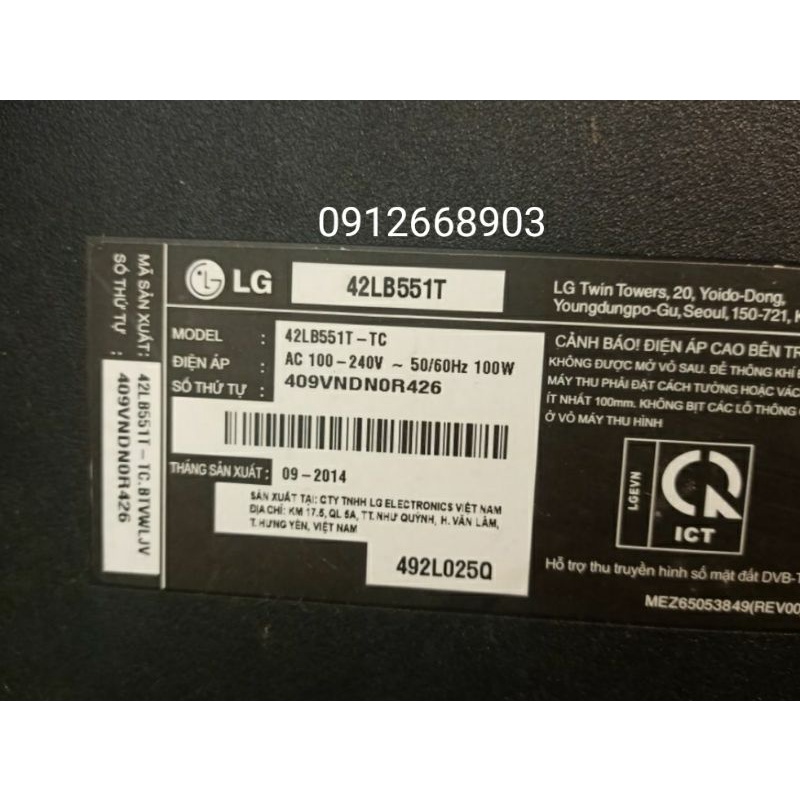 Bo mạch tivi LG 42LB551T bóc máy nguyên bản | Shopee Việt Nam