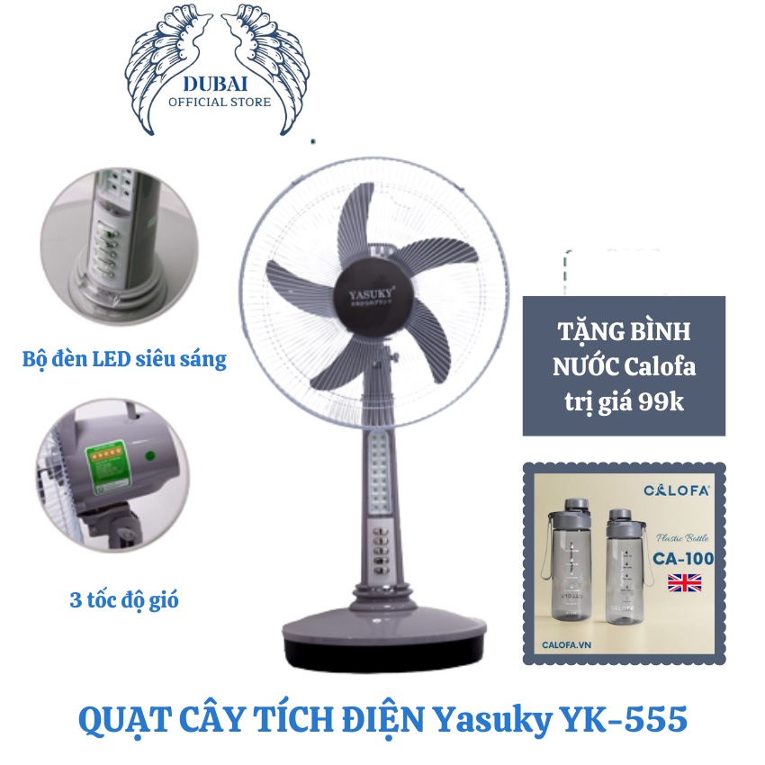 Quạt cây tích điện Yasuky YK-555 Thời gian lưu điện tối đa 12 giờ- Bảo hành 01 đổi 01 trong 7 ...