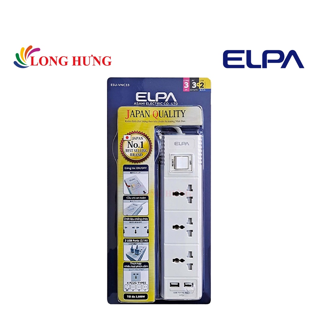 Ổ cắm điện ELPA 3 cổng 1 công tắc ESL-VNC33 - Hàng chính hãng | Shopee Việt Nam