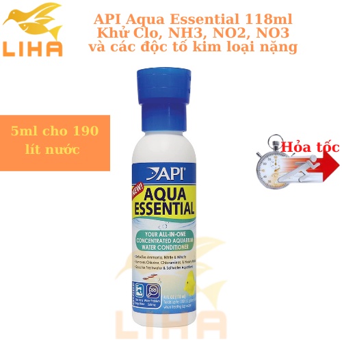 API Aqua Essential 118ml - Khử Clo, NH3, NO2, NO3 và các độc tố kim loại nặng trong hồ cá thủy ...