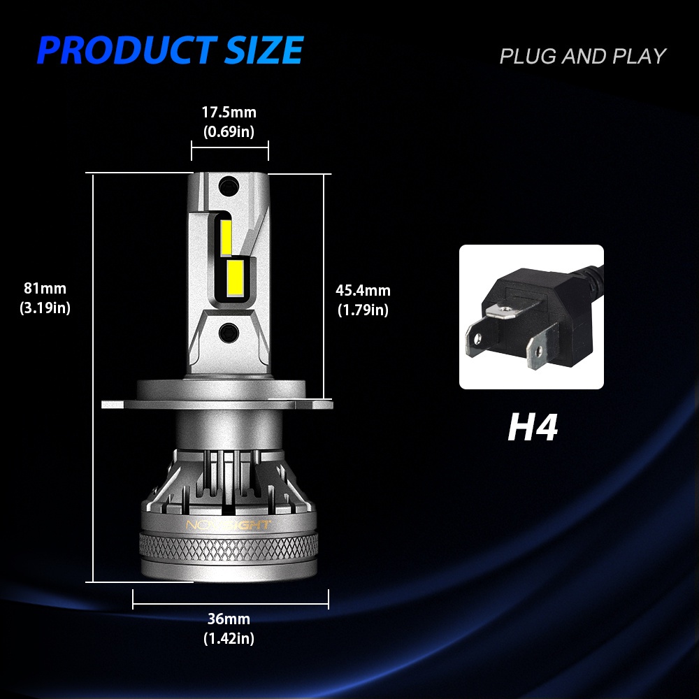 Đèn LED Pha Cos Ô Tô Xe Hơi Siêu Sáng Cao Cấp NovSight N37 22000LM 6500K Chân Cắm H1 H3 H4 H7 ...