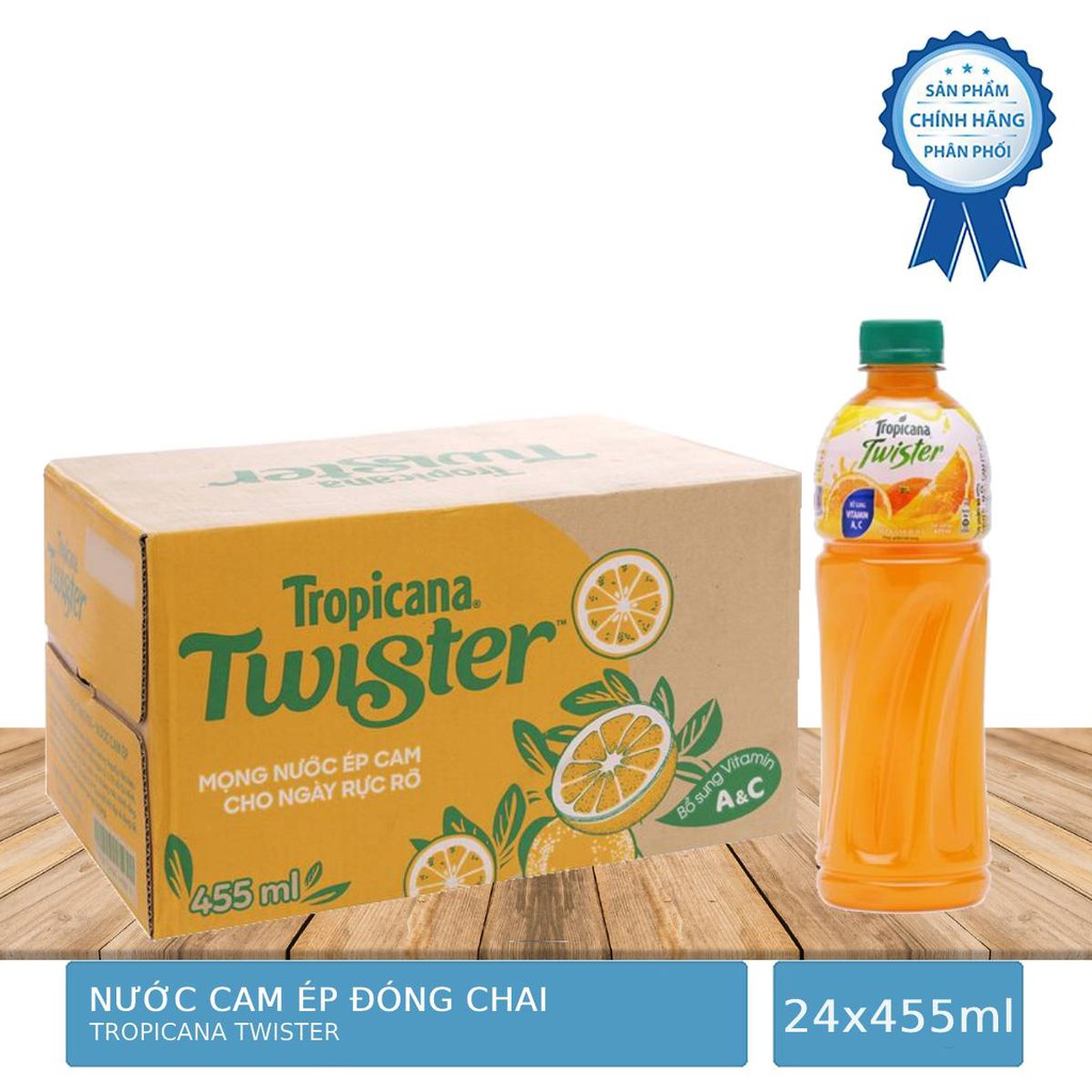 Thùng 24 Chai Nước Cam Ép Twister Tropicana 455ml | Shopee Việt Nam