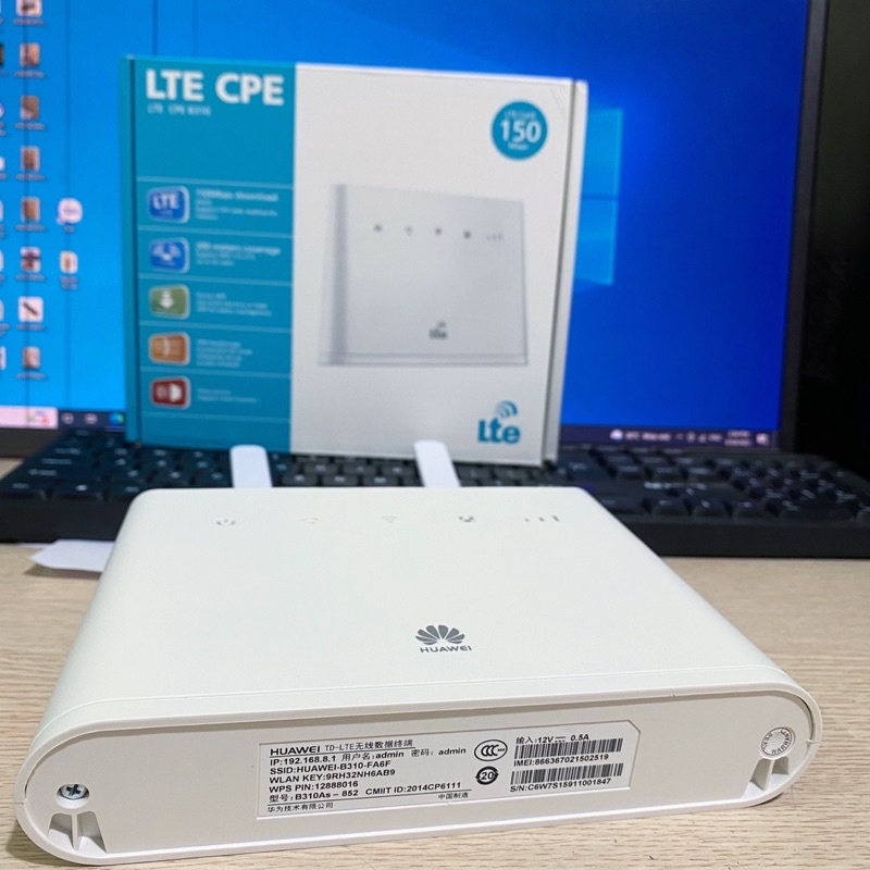 Bộ phát wifi 4G/LTE Huawei B310 tốc độ cao, 32 user, có cổng LAN gồm 2 ...