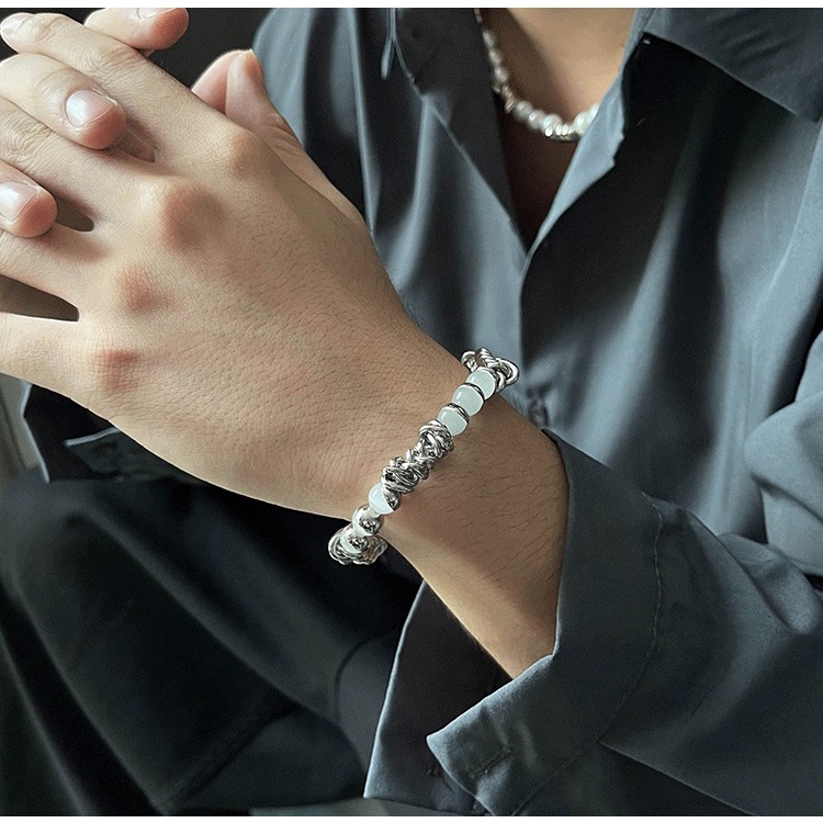 Vòng tay nam DEOJI , Thép titan không gỉ opal cao cấp , sang trọng ...