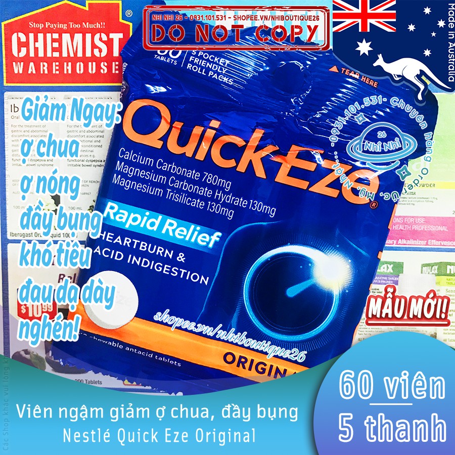 ⚡️NESTLÉ ÚC⚡️ Viên ngậm QUICK EZE 🍓 Giảm đầy bụng, khó tiêu, ợ hơi, ợ ...