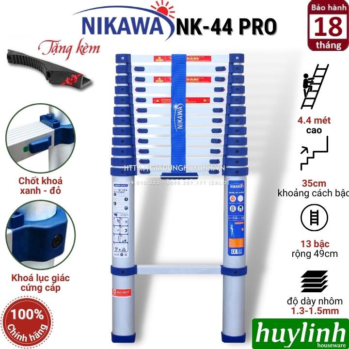 Thang nhôm rút đơn Nikawa NK-44 PRO - 4.4 mét - Tặng đệm cao su ...