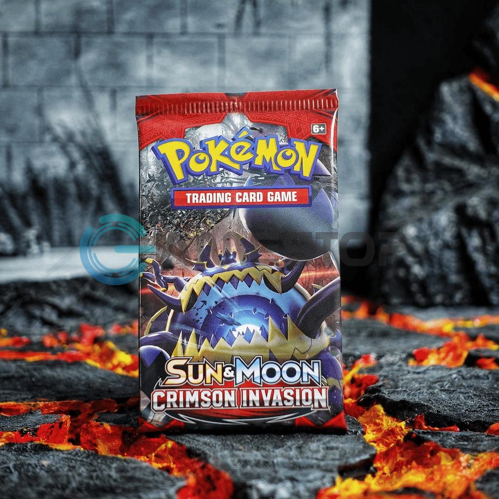 Một gói thẻ bài và bọc thẻ bài Pokemon TCG Sun and Moon Crimson ...