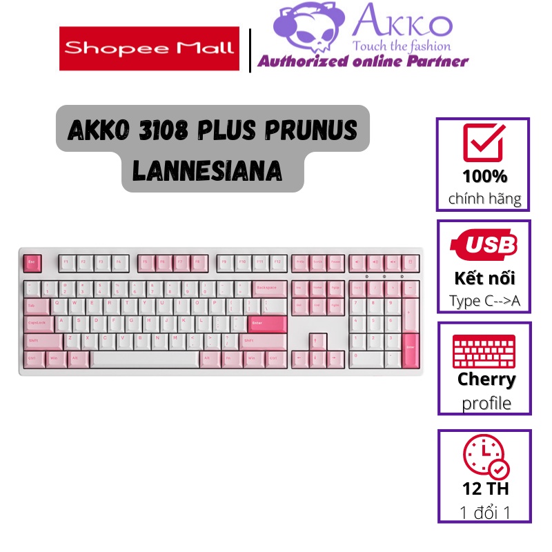 Bàn phím cơ AKKO 3108 Plus Prunus Lannesiana (Foam tiêu âm / AKKO CS switch) | Shopee Việt Nam