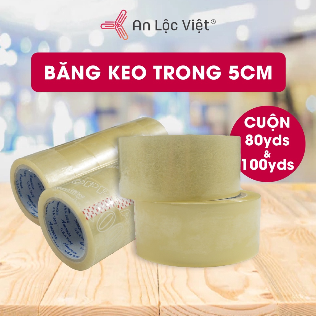 Băng keo trong dán thùng khổ 5cm - 80yds nặng 900gr/1 cây và 5cm - 100yds nặng 1,1kg | Shopee ...