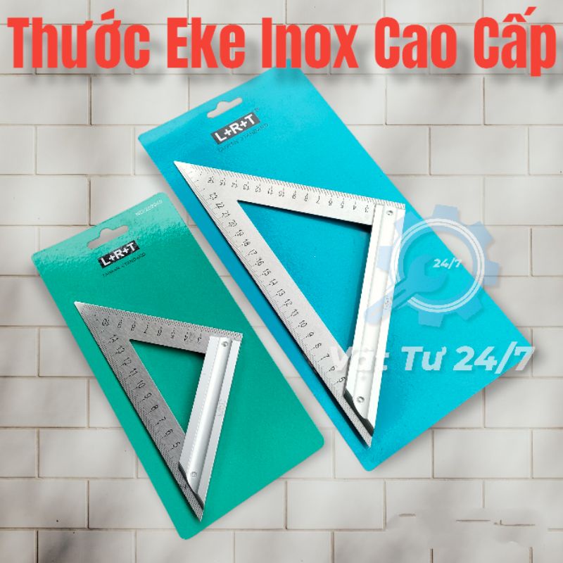 Thước eke LRT Ê Ke góc vuông hình tam giác Inox cán nhôm mini cao cấp ...