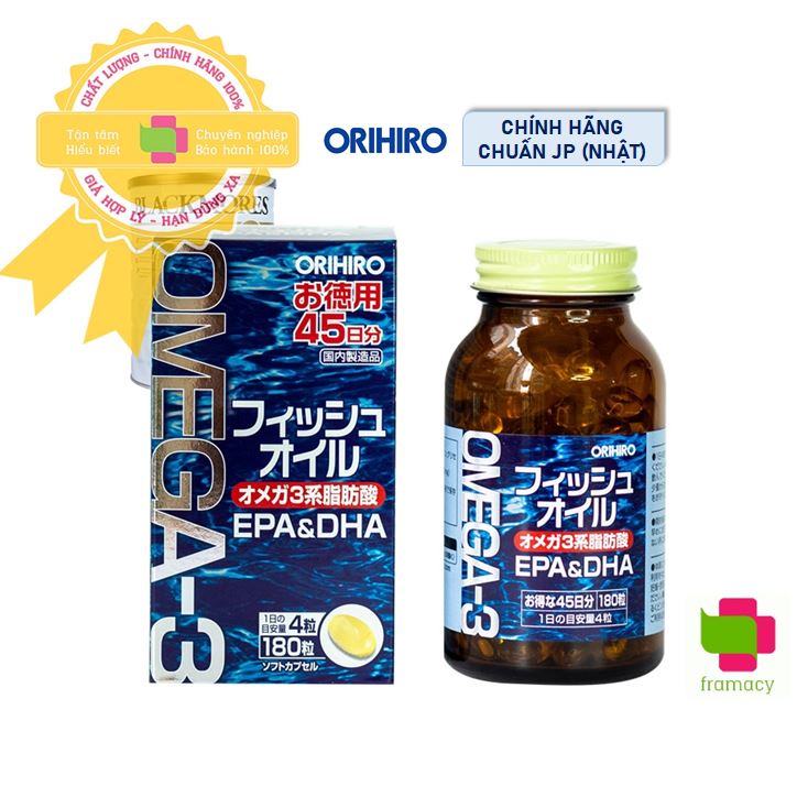 Viên dầu cá Orihiro Omega 3, Nhật Bản (180v) hỗ trợ phát triển não bộ ...