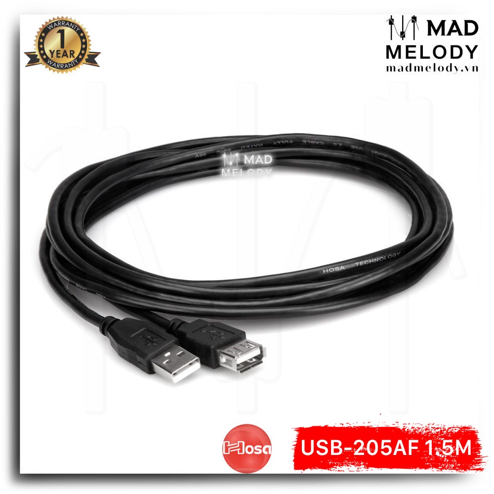 Hosa High Speed USB Extension Cable USB-205AF (Type A - Type A) (1.5m ...