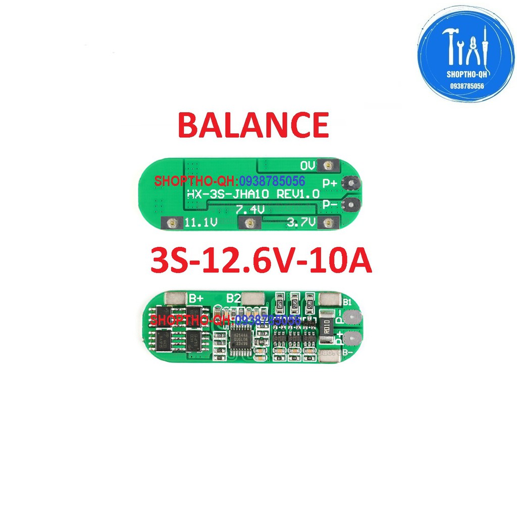 Mạch 3S -10A-12.6v, sạc cân bằng và bảo vệ cell pin lion 18650 ...