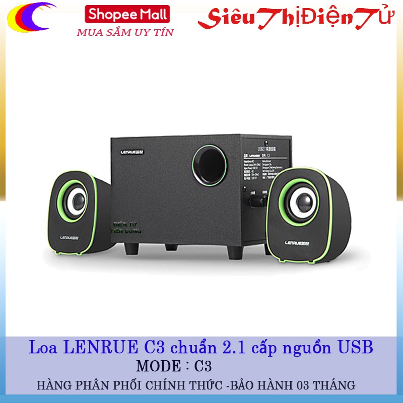 Loa vi tính LENRUE C3 chuẩn 2.1 cấp nguồn USB Siêu Đẹp | Shopee Việt Nam