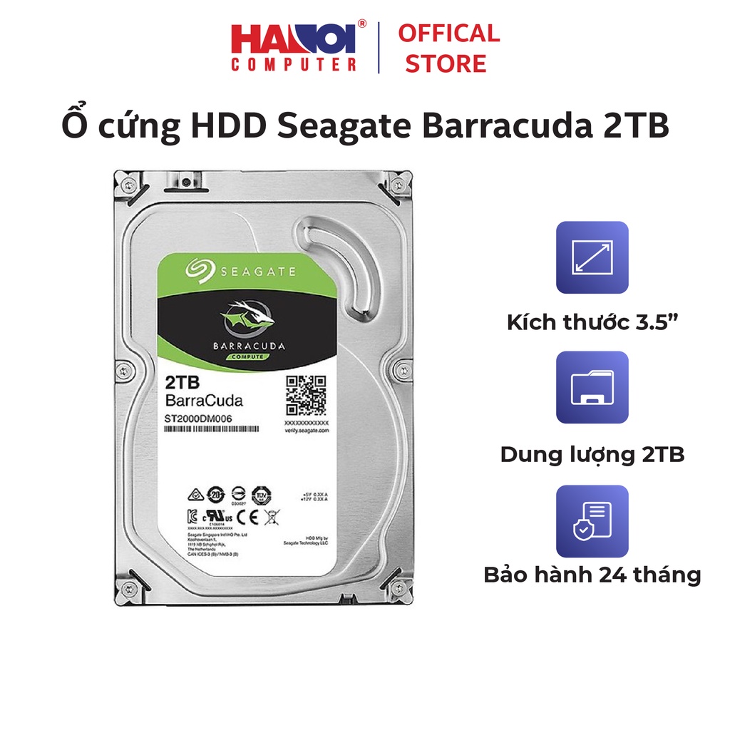 Ổ cứng HDD Seagate Barracuda 2TB 3.5 inch 7200RPM, SATA, 256MB Cache (ST2000DM008) | Shopee Việt Nam