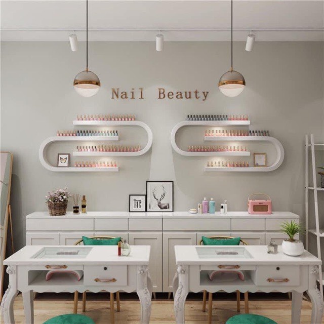 Combo 2 kệ chữ S trang trí phòng nail, cửa hàng spa (MÀU TRẮNG - MẪU ...