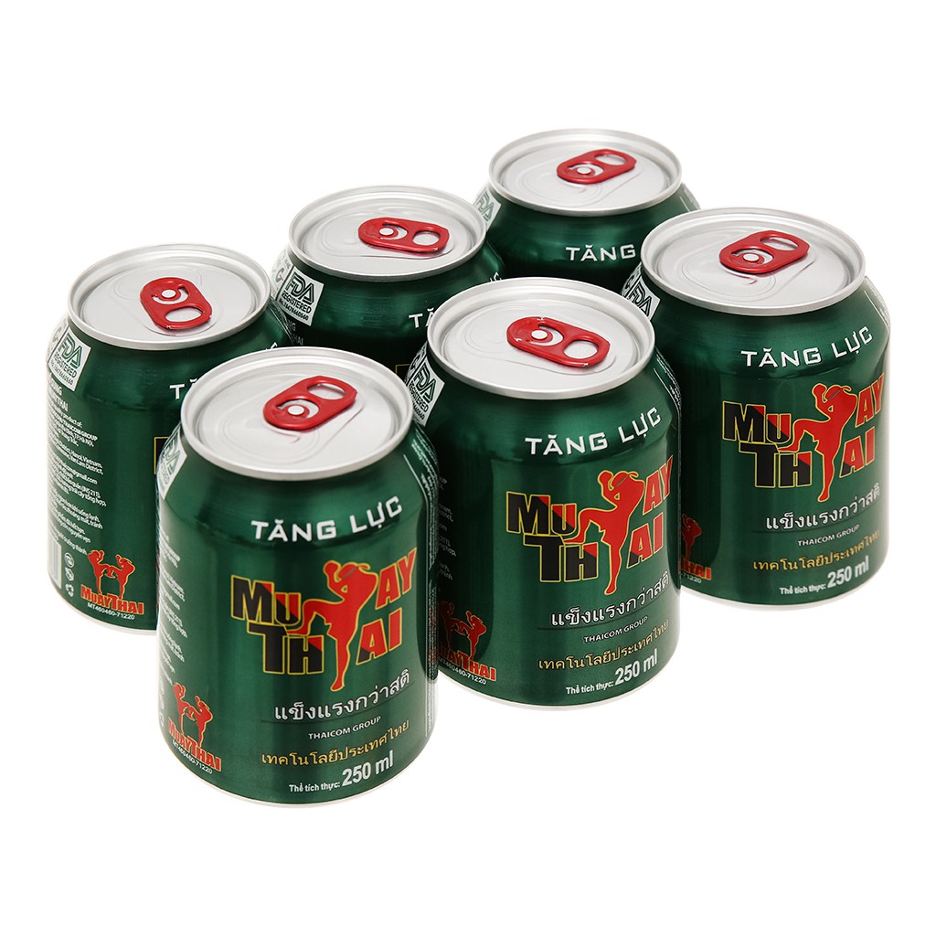 Lốc 6 lon nước tăng lực Muaythai (250ml/lon) | Shopee Việt Nam