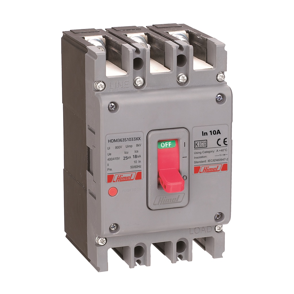 Atomat dạng khối, số cực 3P, điện áp 400-415V, dòng định mức 10A, dòng ...