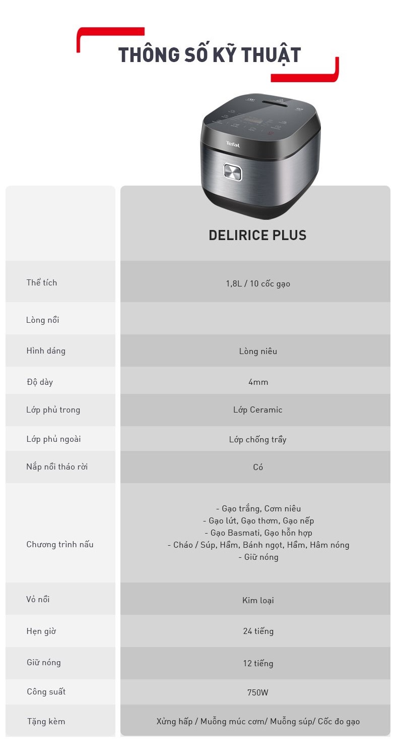 Nồi cơm điện tử Delirice Plus 1.8L RK776B68- Xám | Shopee Việt Nam