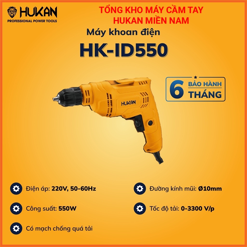 Máy khoan điện (1mm-10mm). HUKAN HK-ID550 lõi đồng có đảo chiều, điều ...