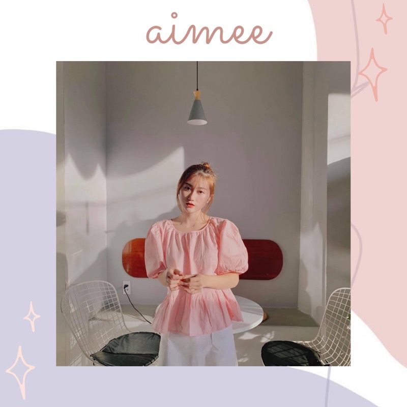 YUMI TOP - Áo tay phồng màu pastel - AIMEE | Shopee Việt Nam