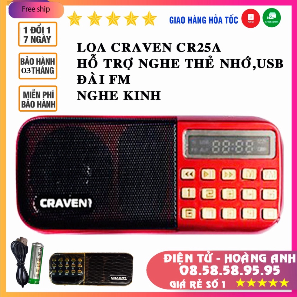 Loa đài Craven CR 25A, máy nghe nhạc đọc kinh phật dùng thẻ nhớ/USB ...