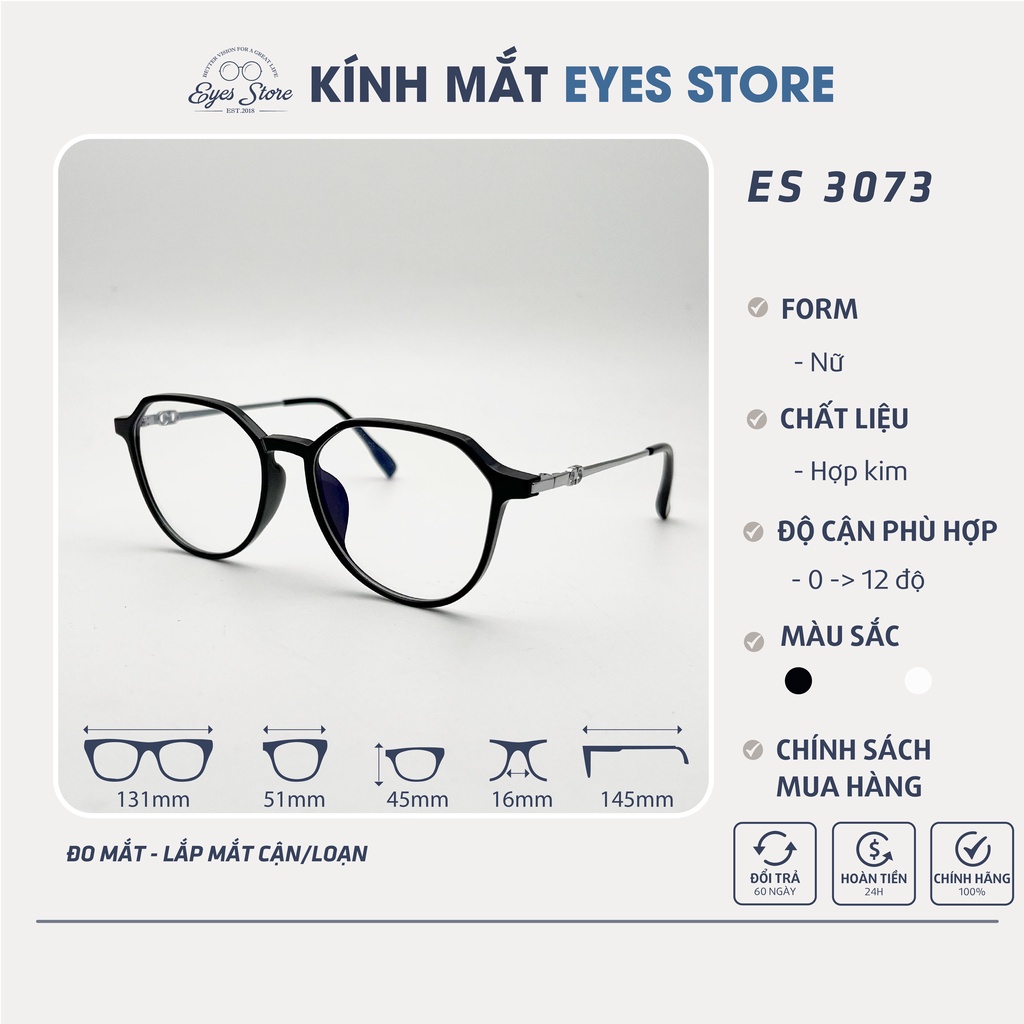 Gọng Kính Cận Nam Nữ EYESSTORE 3073 - Hợp Kim | Shopee Việt Nam