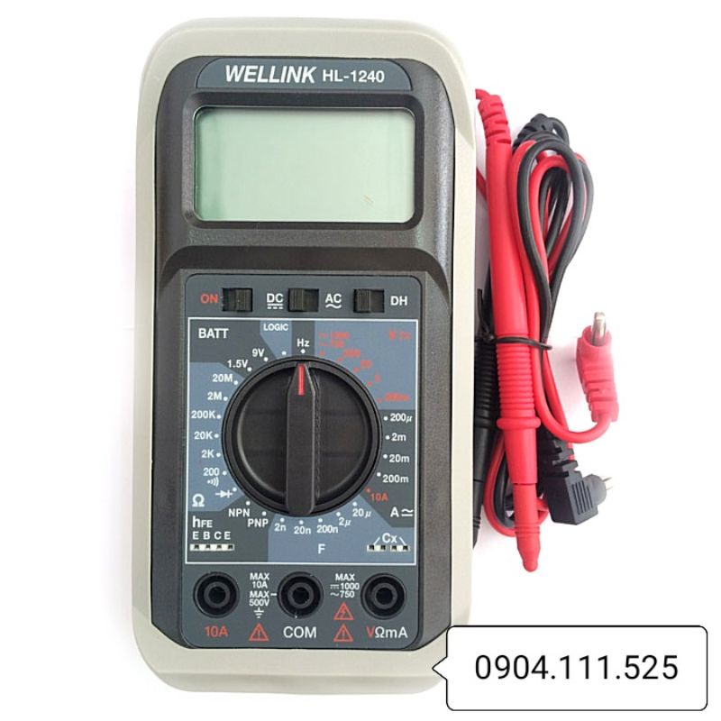 Đồng hồ đo điện vạn năng hiện số WELLINK HL-1240 đo điện áp, điện trở ...