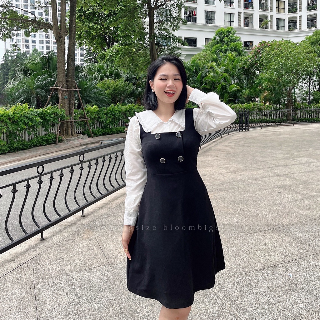 Váy Yếm Cổ Vuông Dáng Chữ A BIGSIZE (Từ 55-80kg) | Shopee Việt Nam
