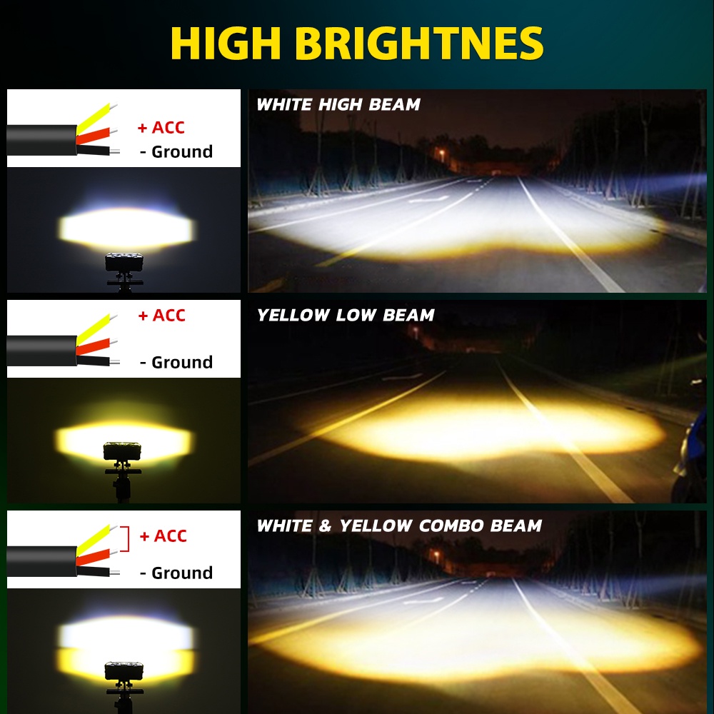 Đèn Pha LED 3inch 60W Mini Ánh Sáng Trắng / Vàng Dành Cho Xe Mô Tô ...