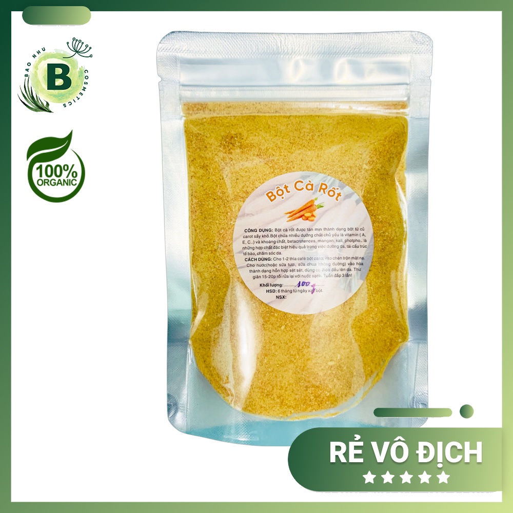 Bột Carot Handmade - Cấp ẩm, Hỗ trợ giảm tình trạng thâm Nám, Tàn Nhang ...