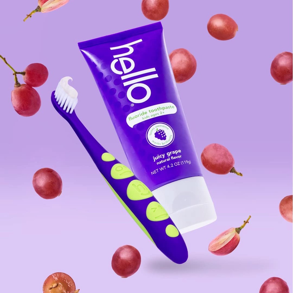 KEM ĐÁNH RĂNG hello VỊ NHO GRAPE CHO BÉ TRÊN 2 TUỔI - Fluoride Kids ...
