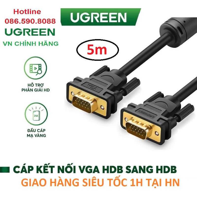Cáp VGA Cao Cấp Chống Nhiễu Chân Đồng Ugreen 11630 11646 11631 11632 ...