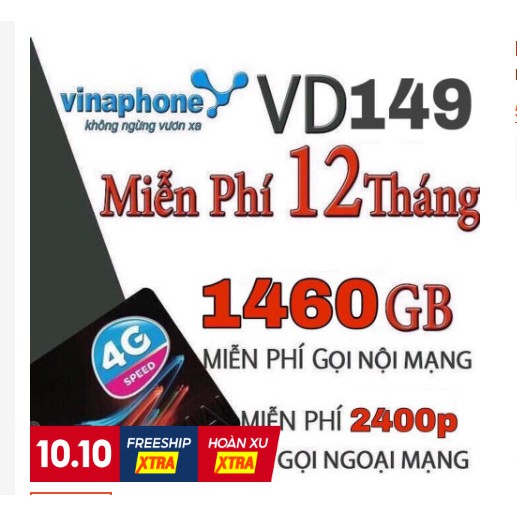Sim 4G Vina VD149 Miễn Phí 12 Tháng KHÔNG CẦN NẠP TIỀN_4GB/NGÀY_200P NGOẠI MẠNG/THÁNG_NỘI MẠNG ...