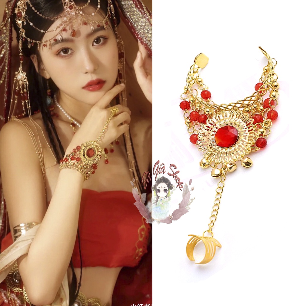 (Màu vàng)Trang sức hóa trang đôn hoàng ấn độ thái lan vòng cổ bông tai ...