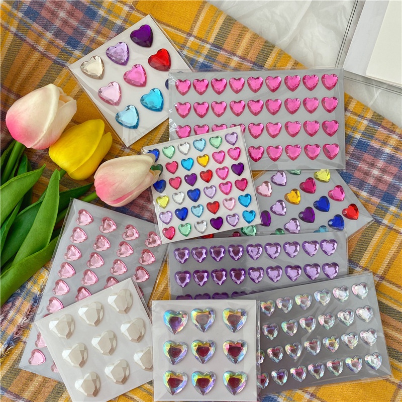 Sticker Đính Đá 3D Sparkle Heart Trái Tim Hạt Tròn Dán Trang Trí Đáng ...
